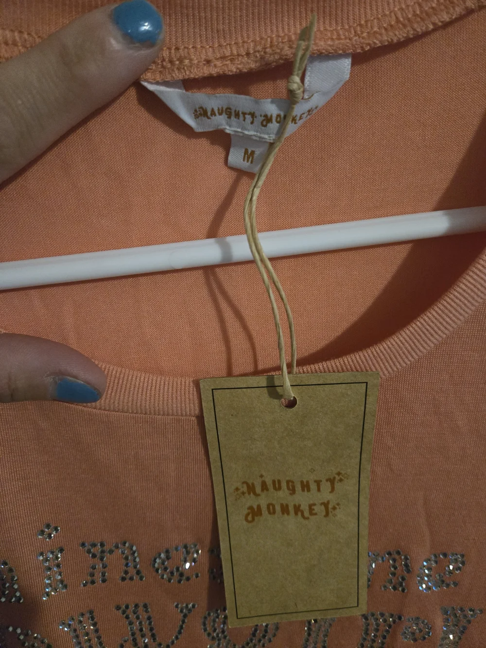 nm lab by naughtymonkey | Tops | Naughty Monkey Peach Rhinestone ...